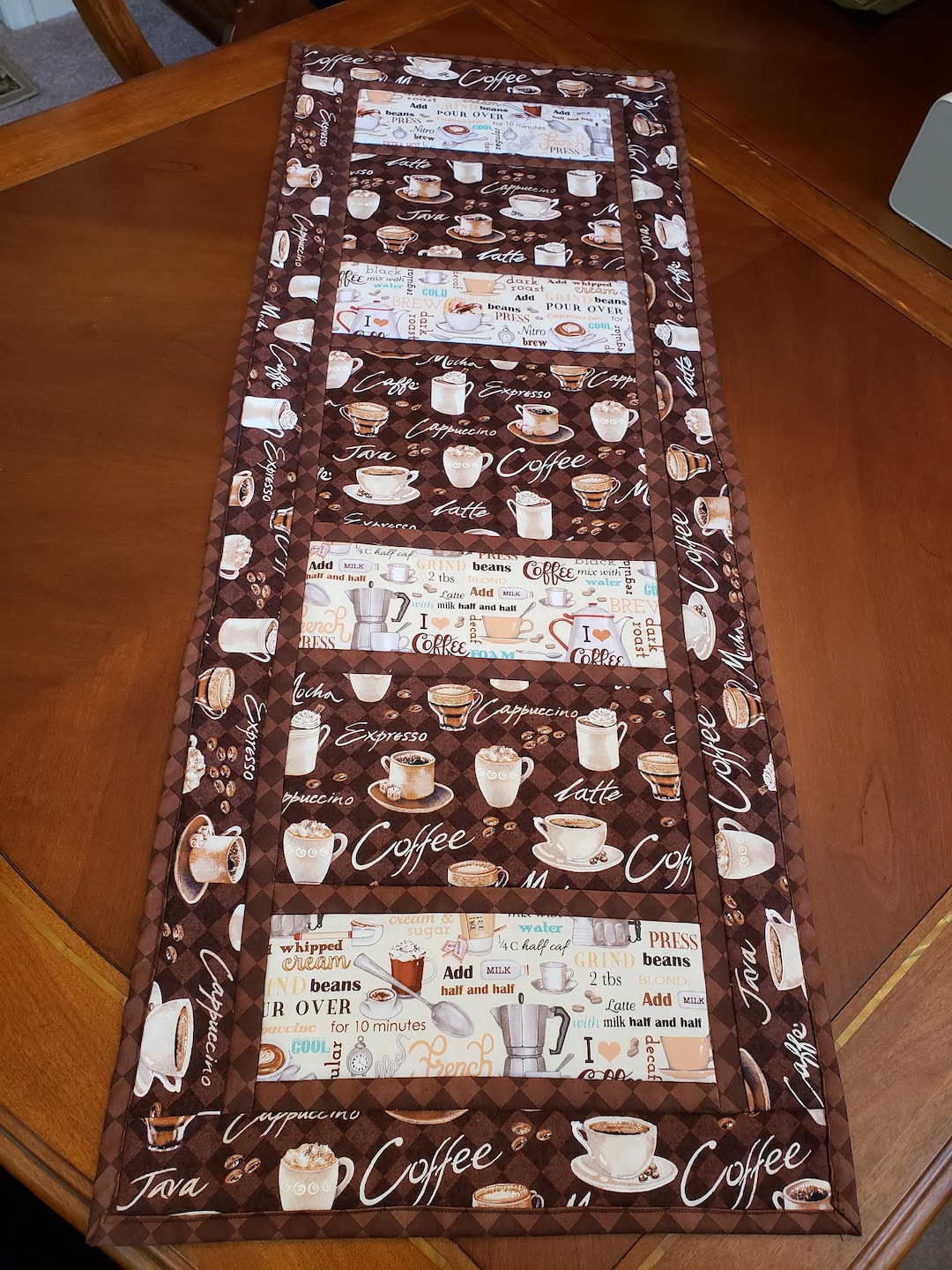 Coffee Themed Table Runner, Table Topper, Dining Table Scape, Year ...