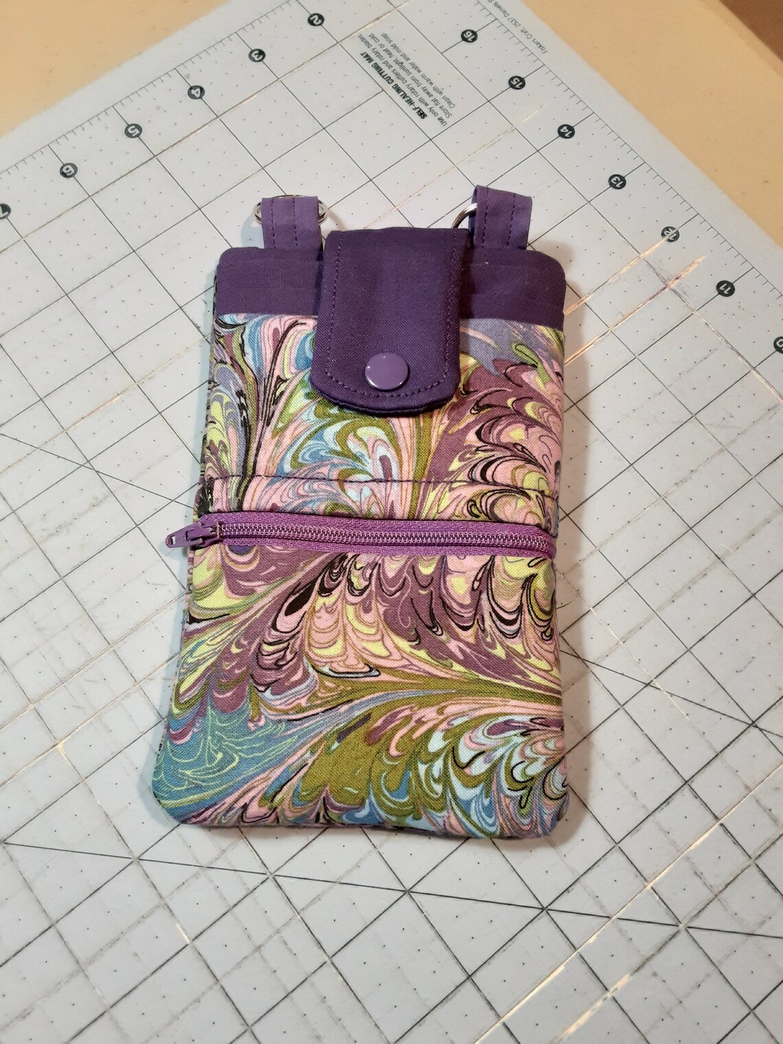 Cell Phone Purse, Crossbody, Purple, Green - Etsy