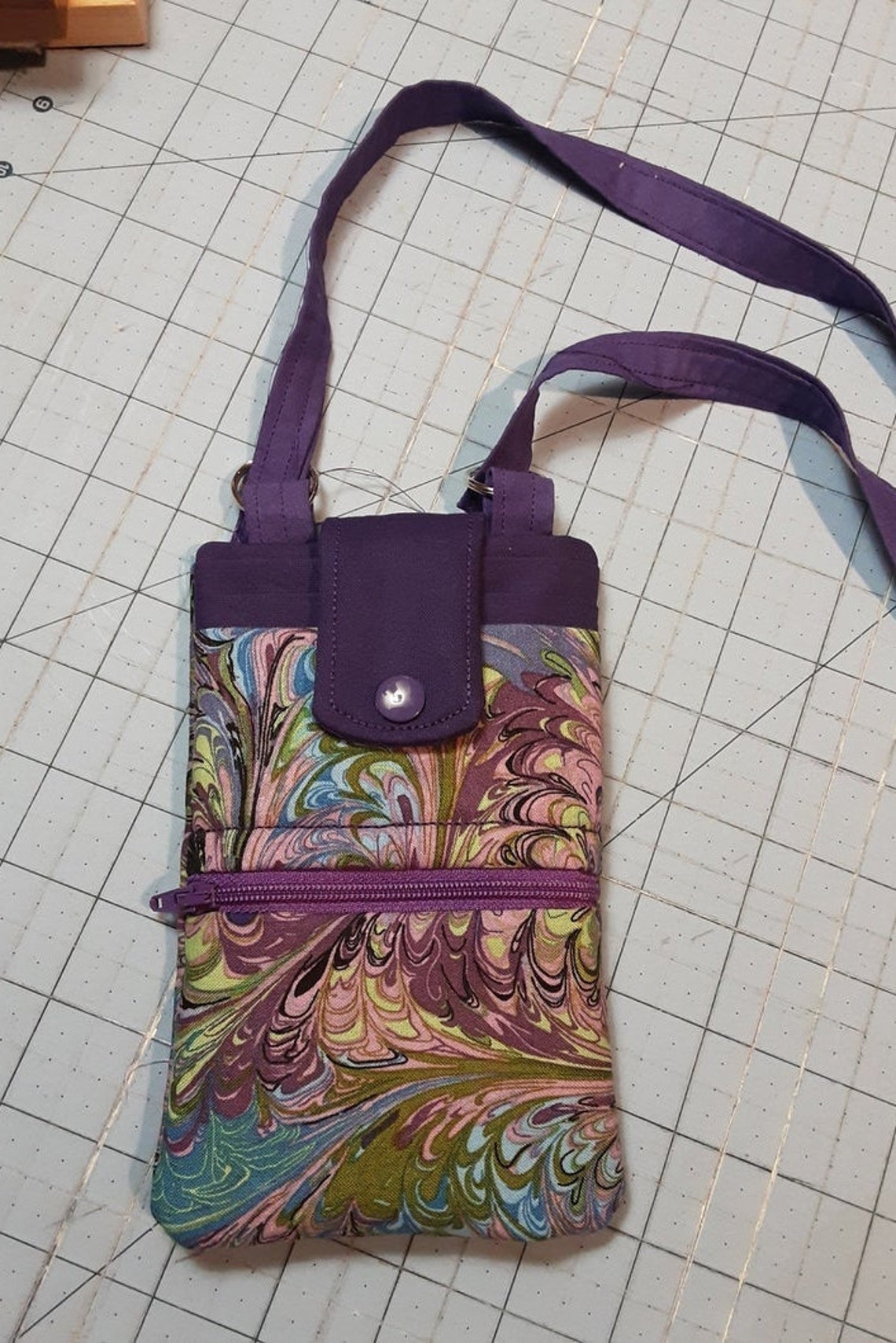 Cell Phone Purse Crossbody Purple Green | Etsy