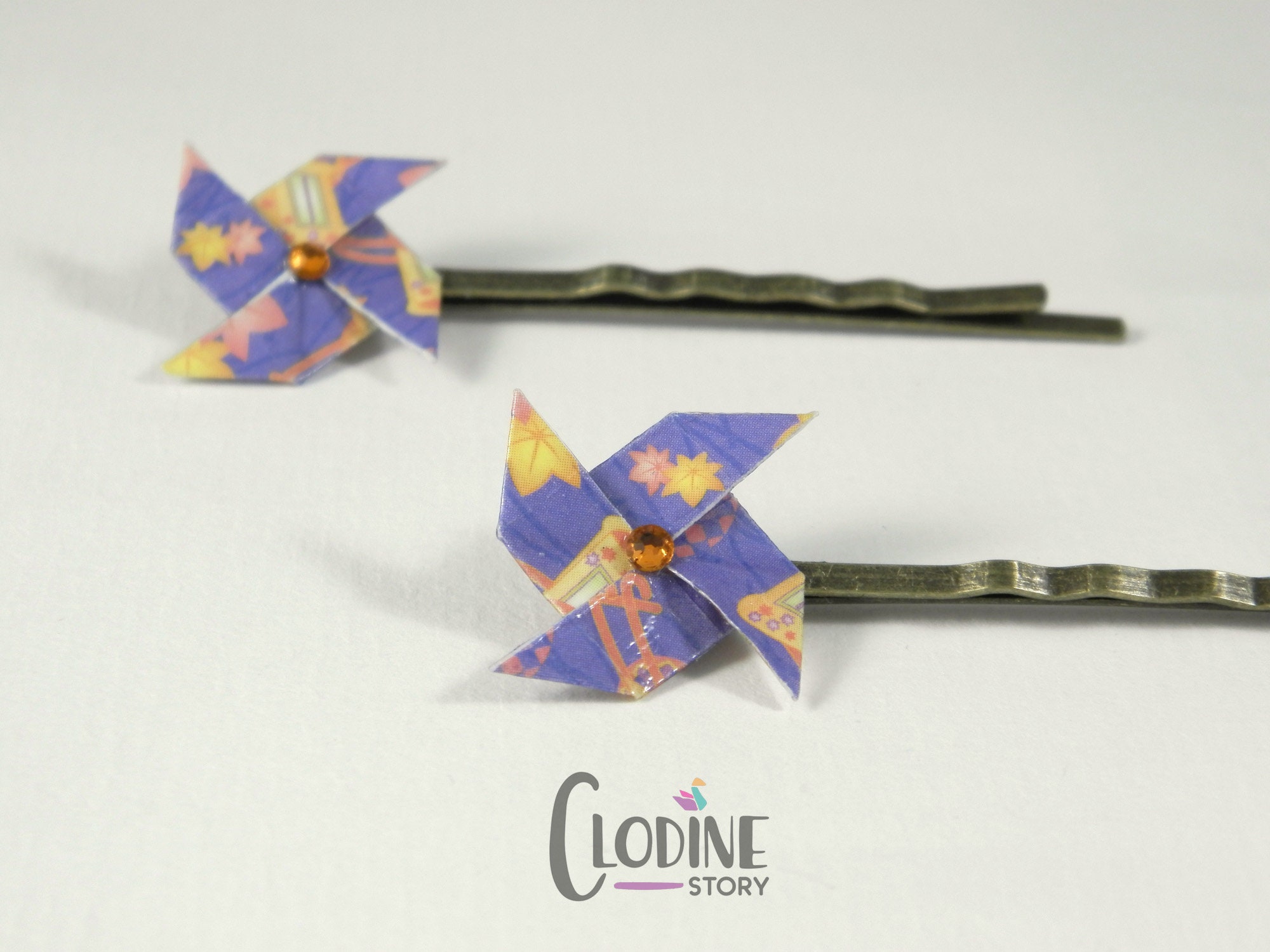 Purple Origami Pinwheel Hair Pins Origami Pinwheel Hair Pin - Etsy