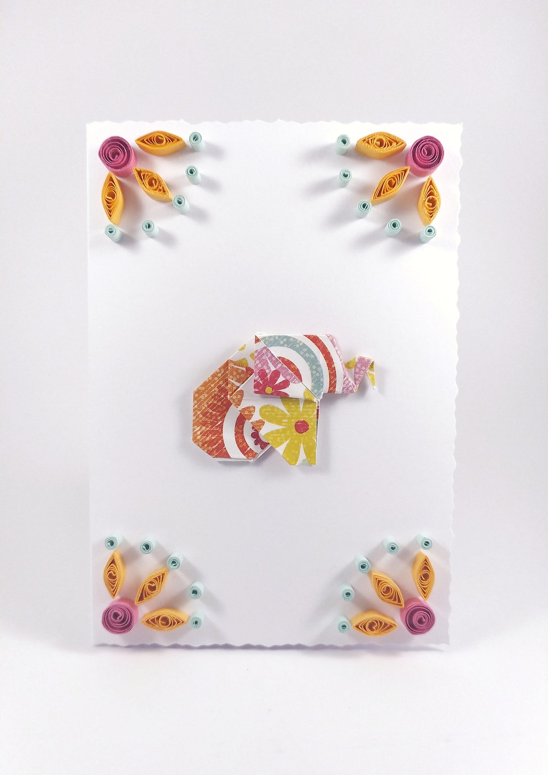 Elephant Greetings Card, Origami Elephant Card, Origami Greetings Card ...