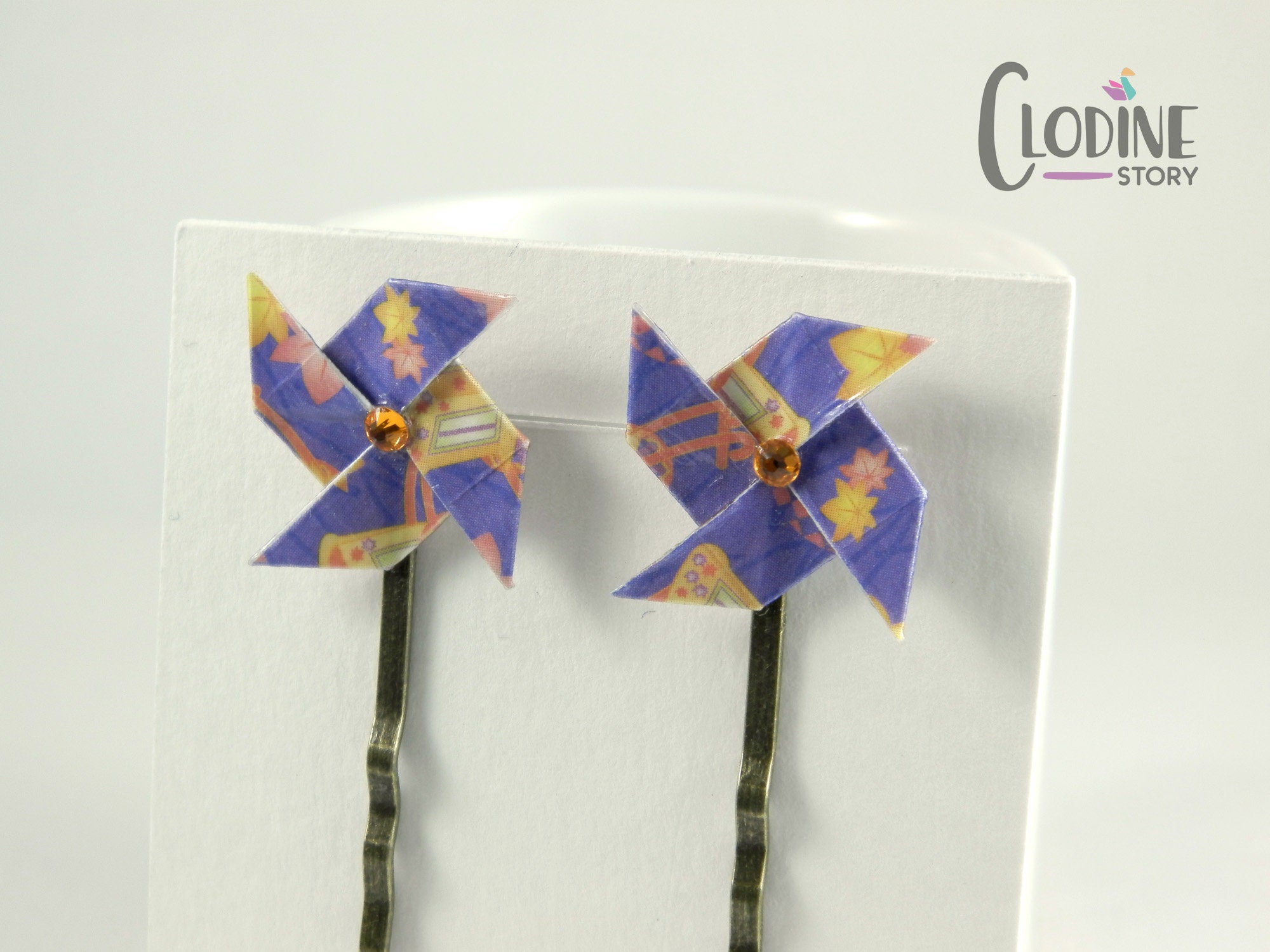 Purple Origami Pinwheel Hair Pins Origami Pinwheel Hair Pin | Etsy