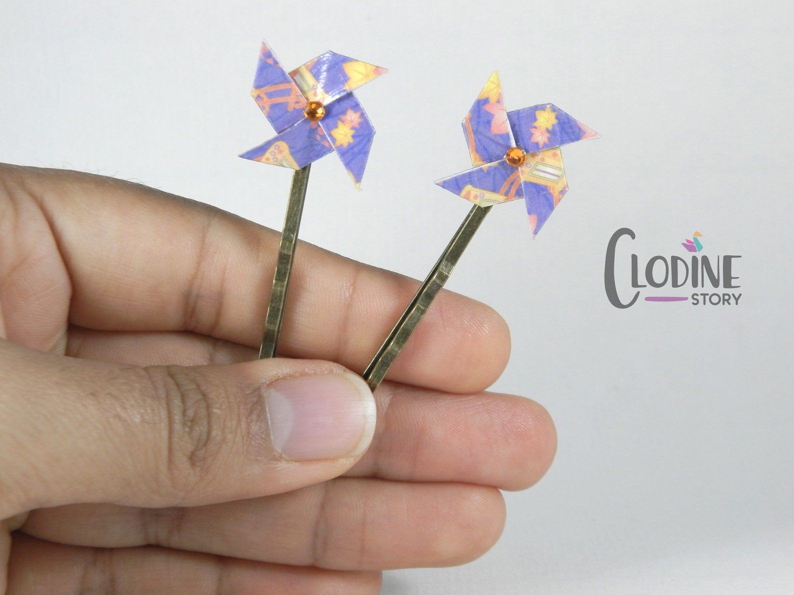 Purple Origami Pinwheel Hair Pins Origami Pinwheel Hair Pin - Etsy