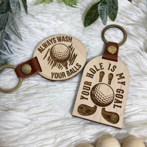Golf Keychain Engraved Wooden Keychain - Etsy