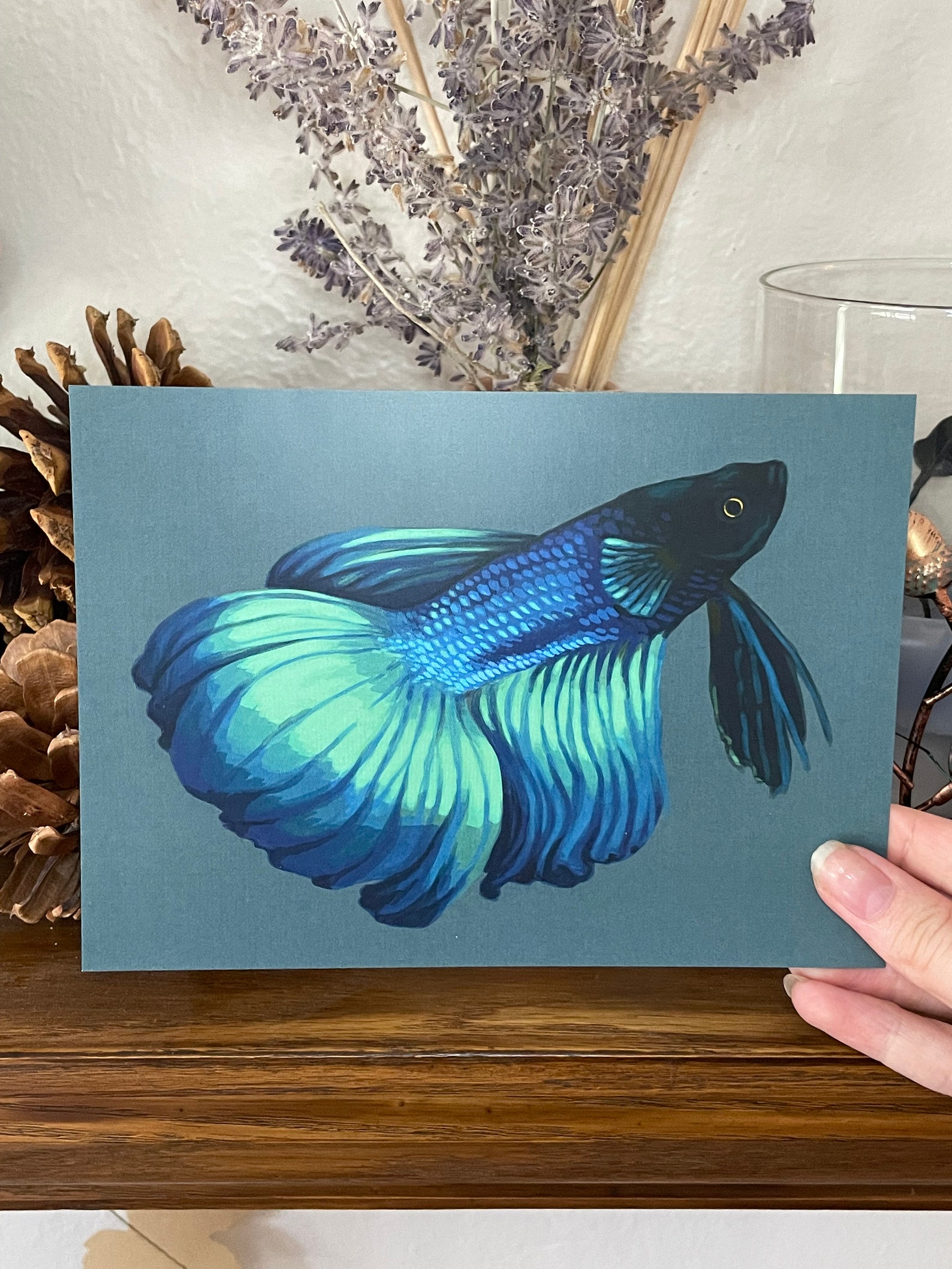 Blue Betta Fish 5x7 Art Print - Etsy