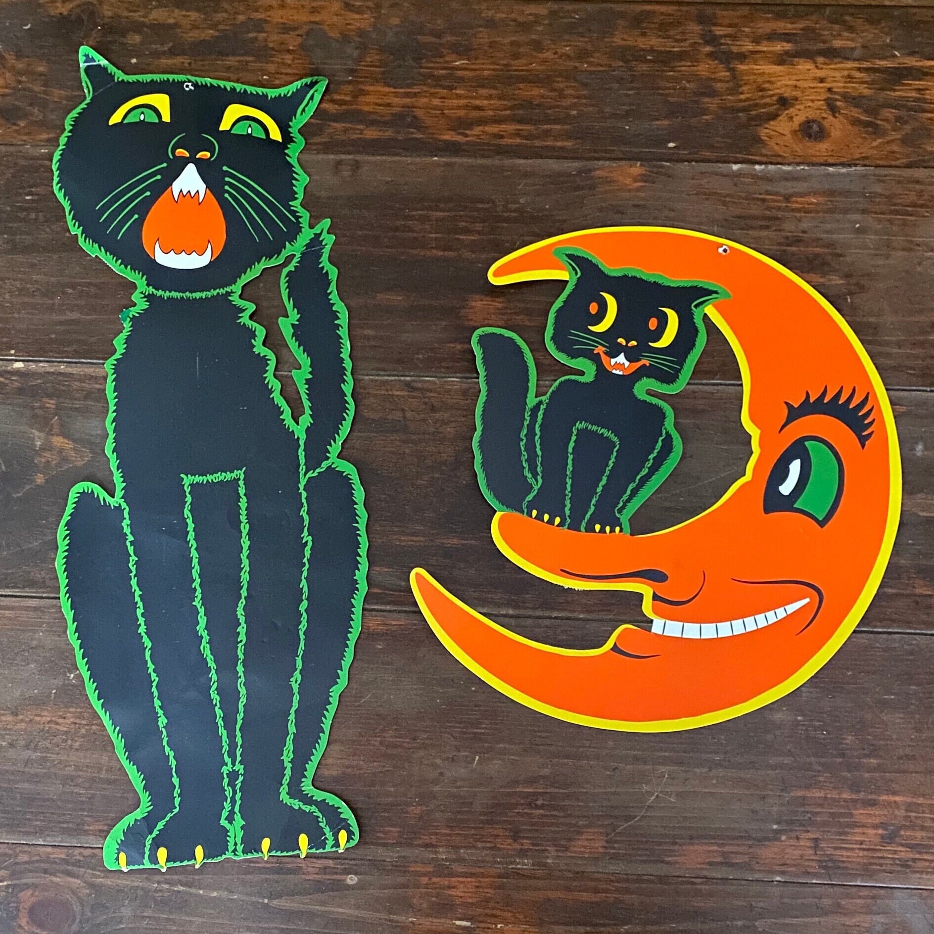 Beistle Black Cats and Moon Lot of 2 Vintage Halloween Decorations - Etsy
