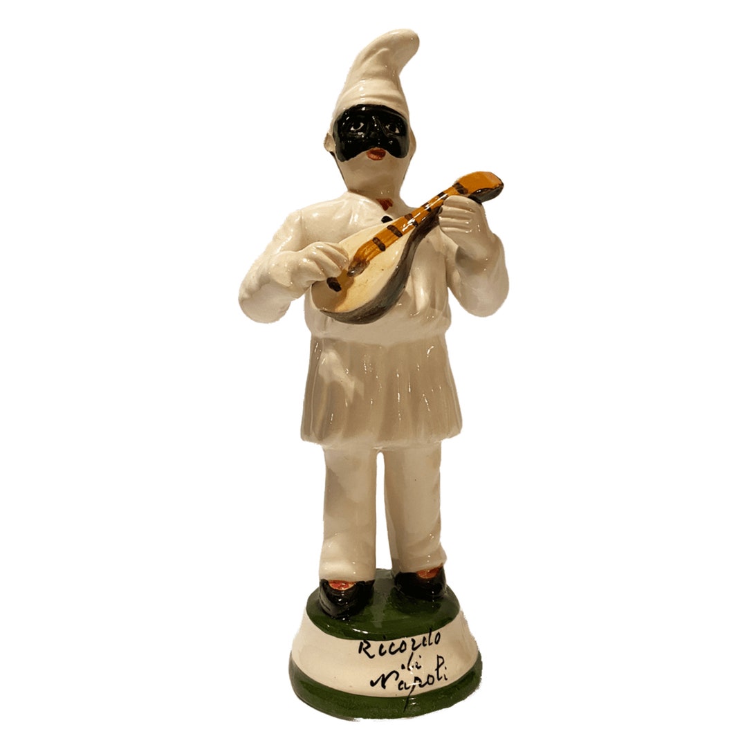 Pulcinella Figurine Naples Italy Masked Mandolin Player Souvenir ...