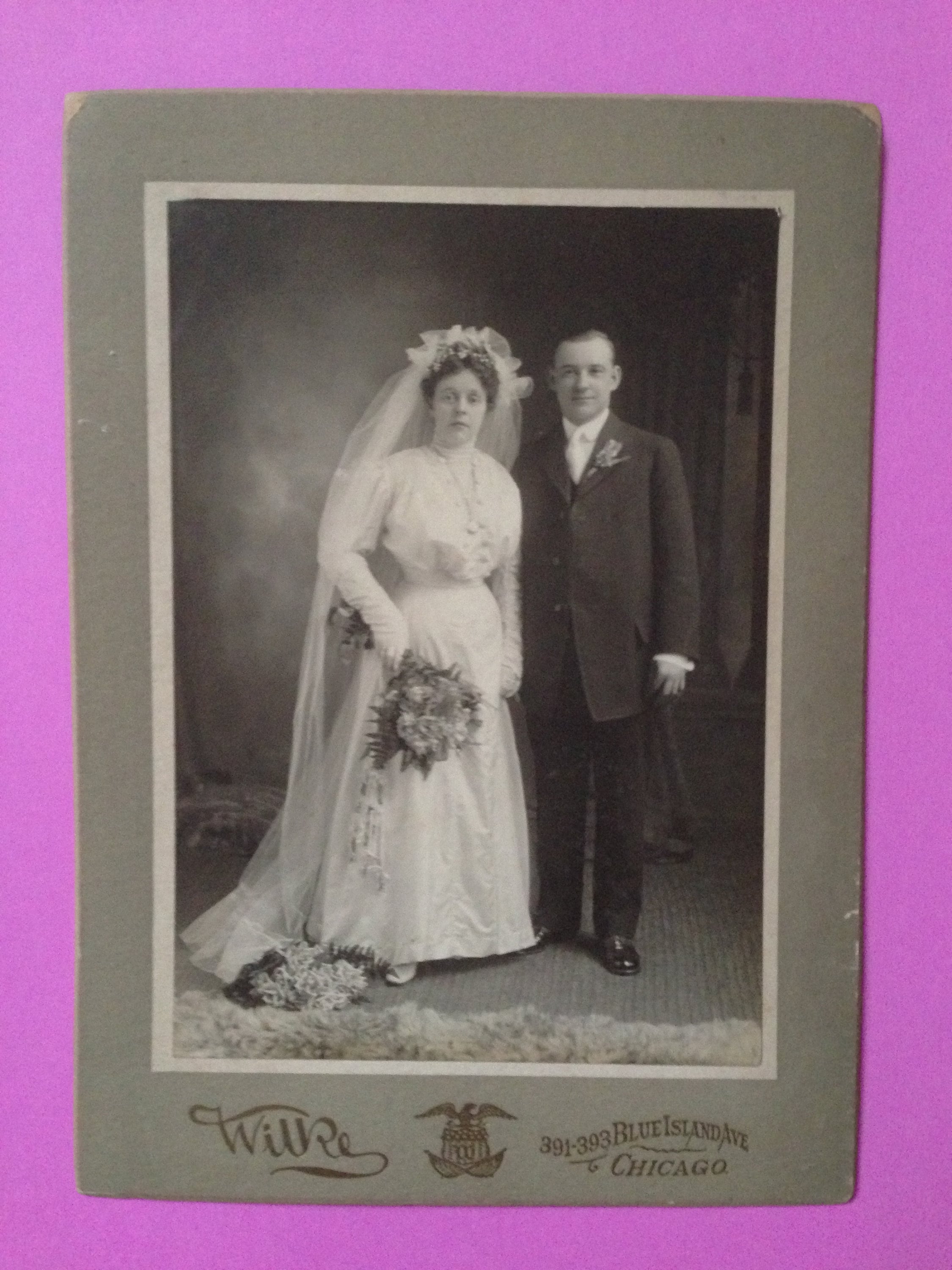 Antique Portrait Photography of Young Wedding Couple Cabinet Vintage ...