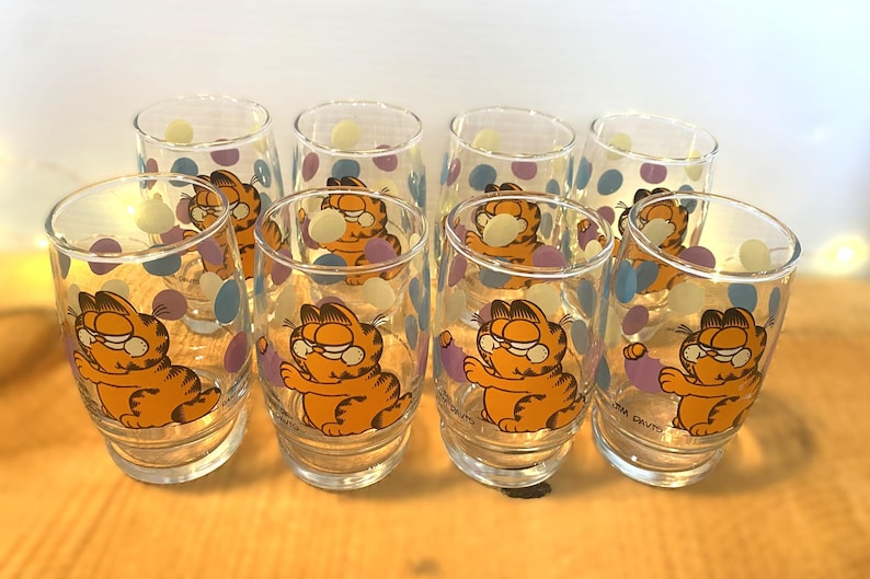 Garfield Juice Glasses Set of 8 Vintage 1978 Drinking Glasses 4 Ounce ...