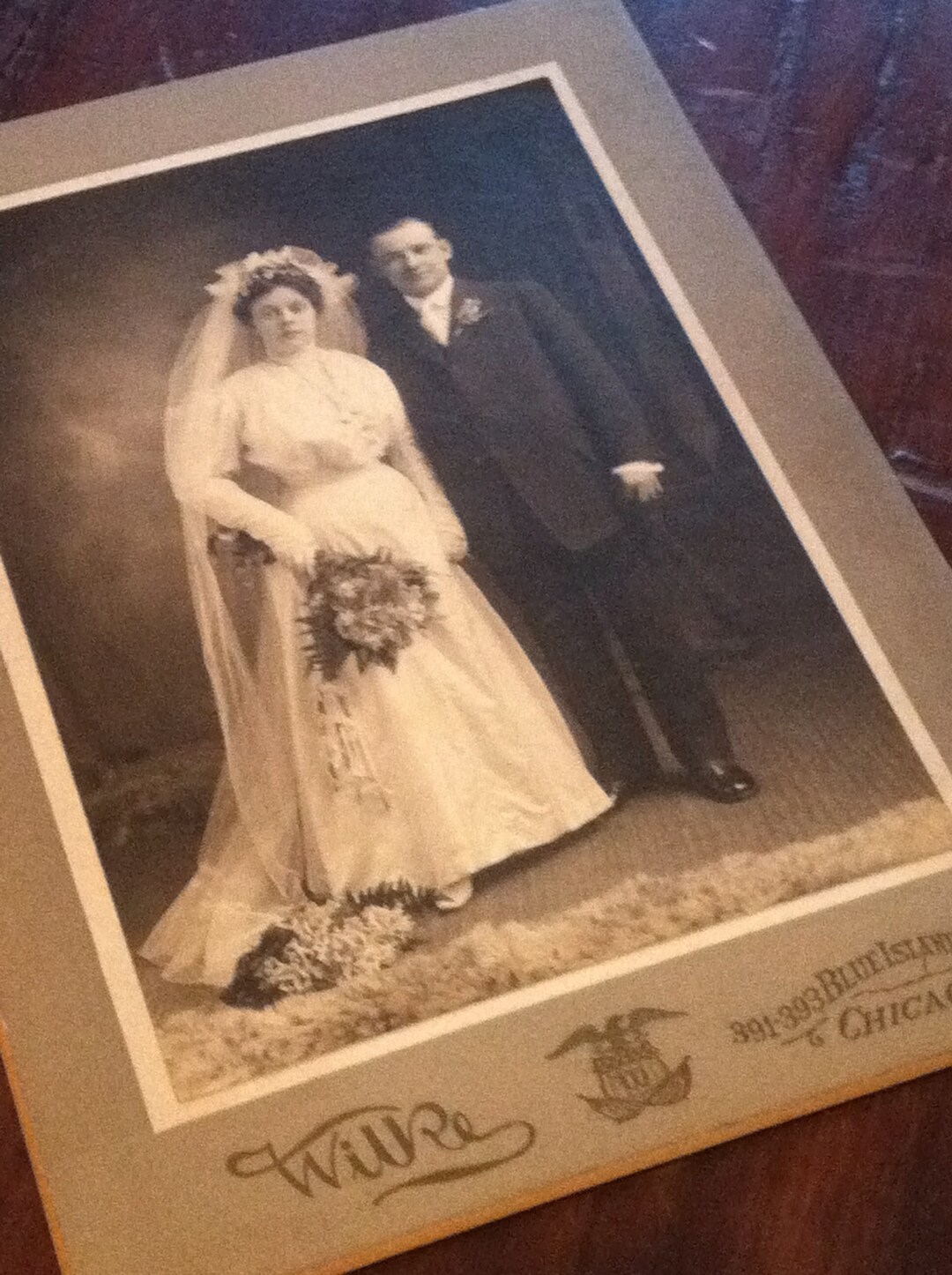 Antique Portrait Photography of Young Wedding Couple Cabinet Vintage ...