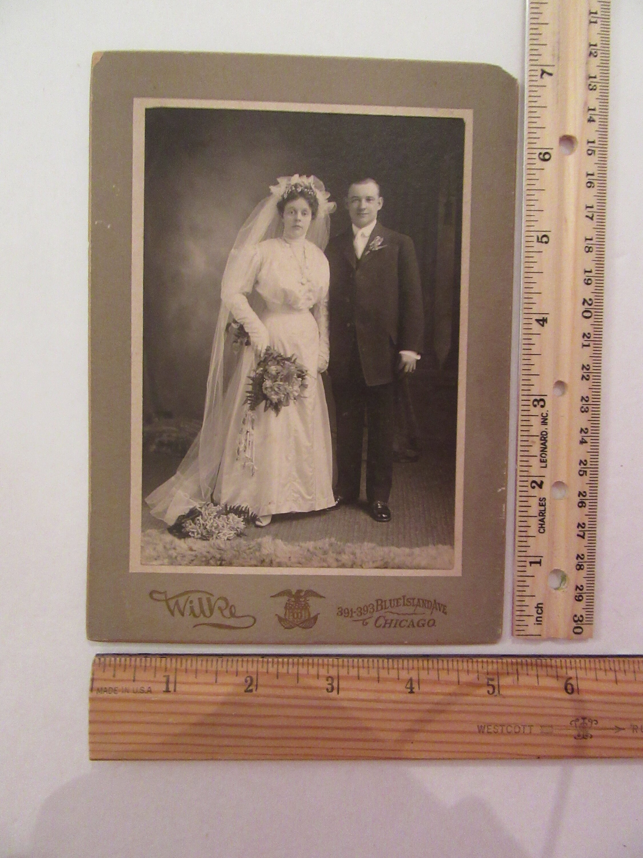 Antique Portrait Photography of Young Wedding Couple Cabinet Vintage ...