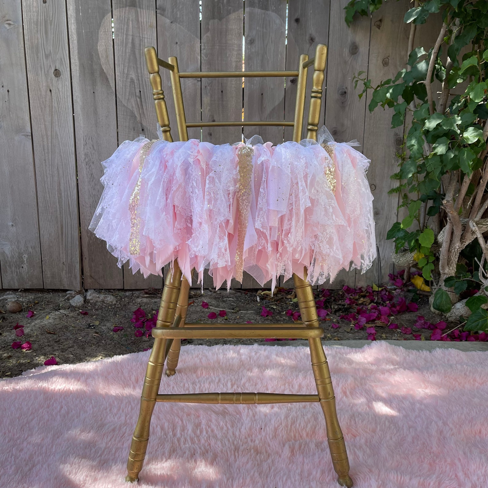 Pink and Gold High Chair Banner, Pink and Gold Highchair Tutu, Pink and ...