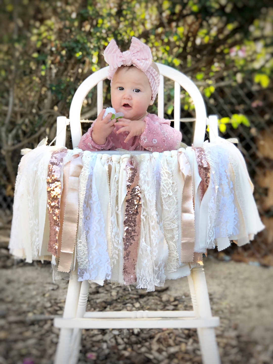 Rose Gold First Birthday High Chair Banner, Rose Gold Highchair ...