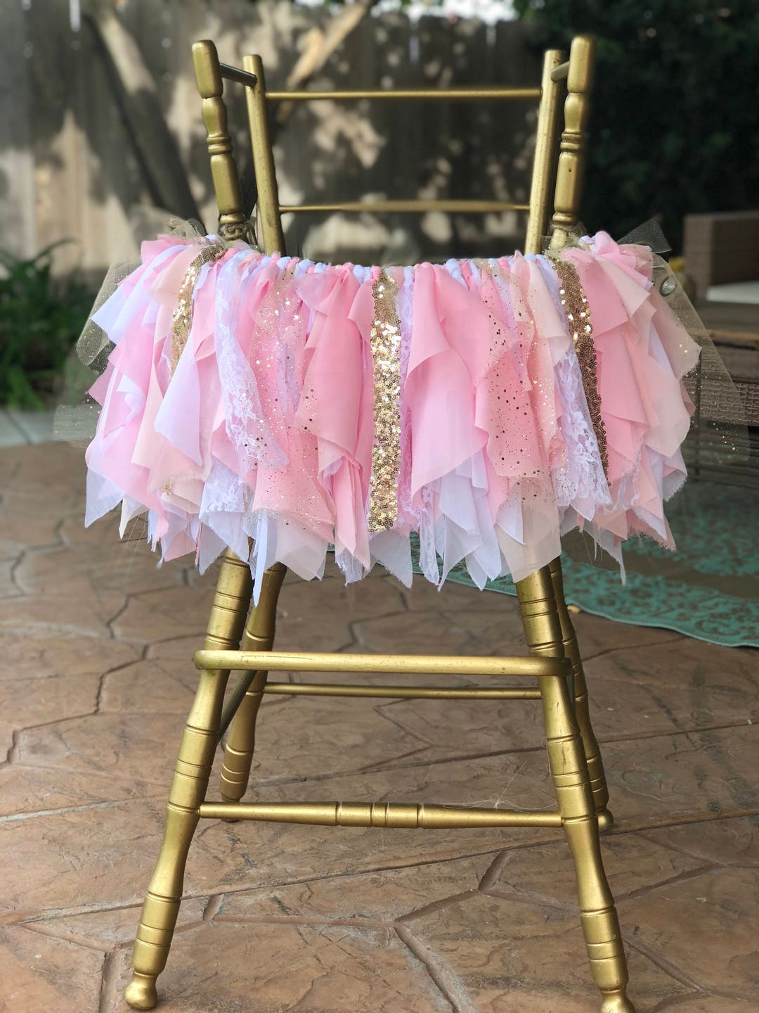 Pink and Gold High Chair Banner, Pink and Gold Highchair Tutu, Pink and ...
