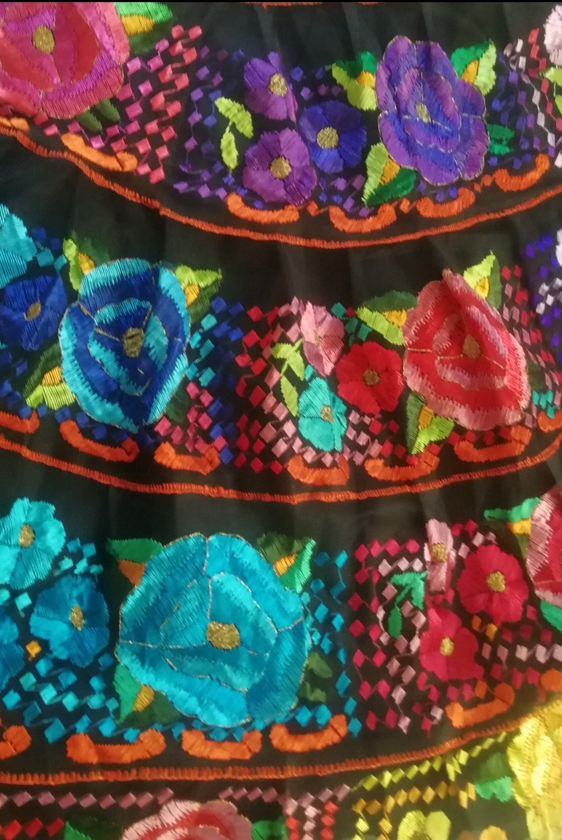 Colorful Chiapas Style Dress. Custom-made Hand Embroidered - Etsy