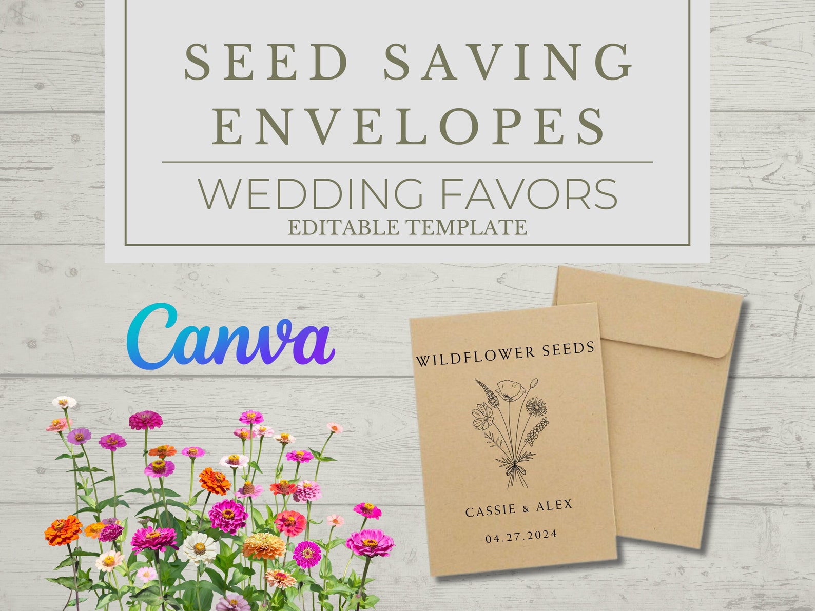 DIY Wedding Favor Seed Envelope Template, Printable Editable Canva ...
