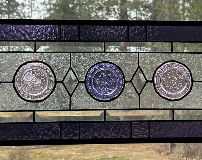 Purple Passion Stained Glass Transom Window With Vintage - Etsy