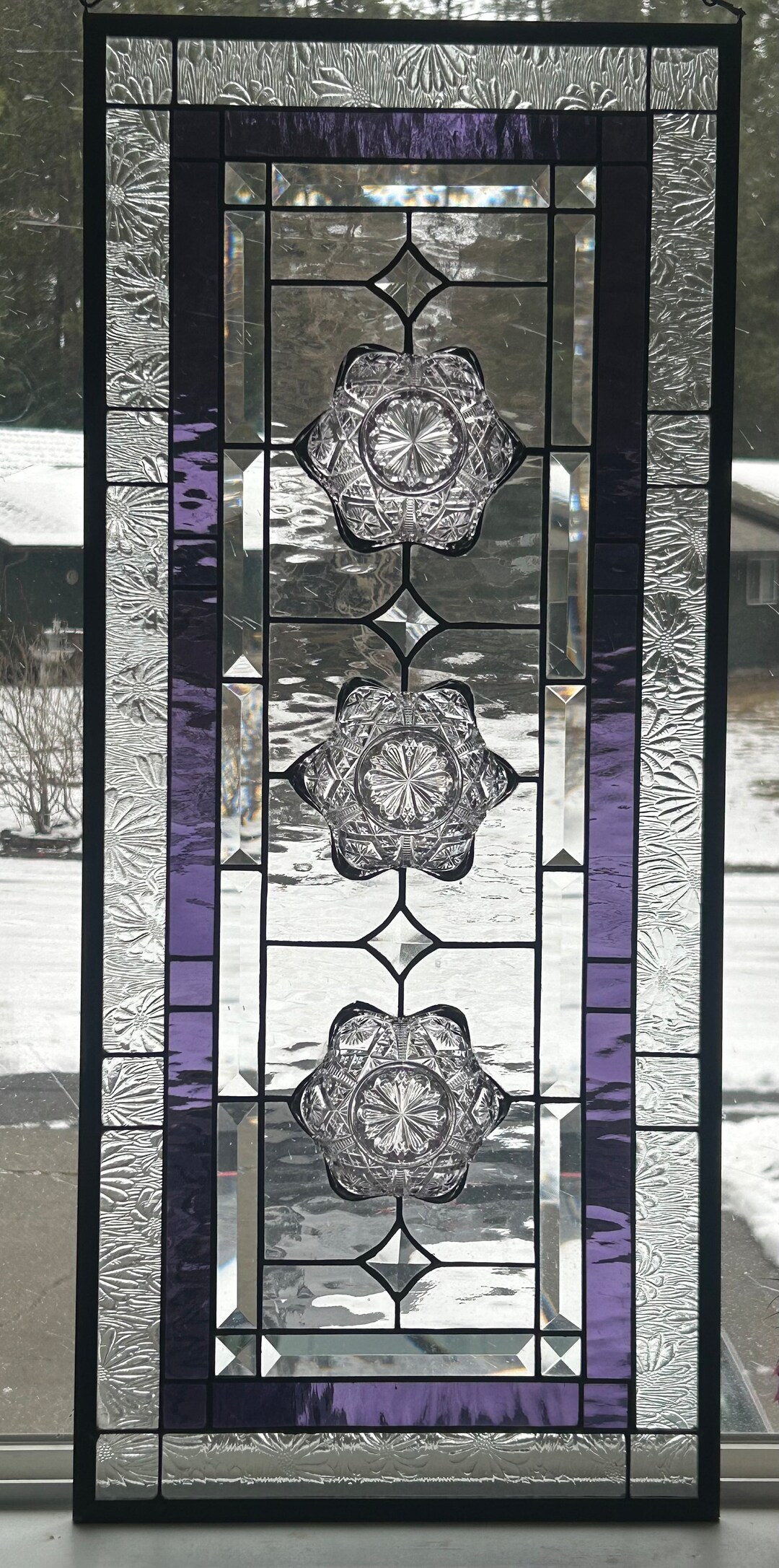 Stained Glass Window Panel. Purple Vintage Bowls. - Etsy