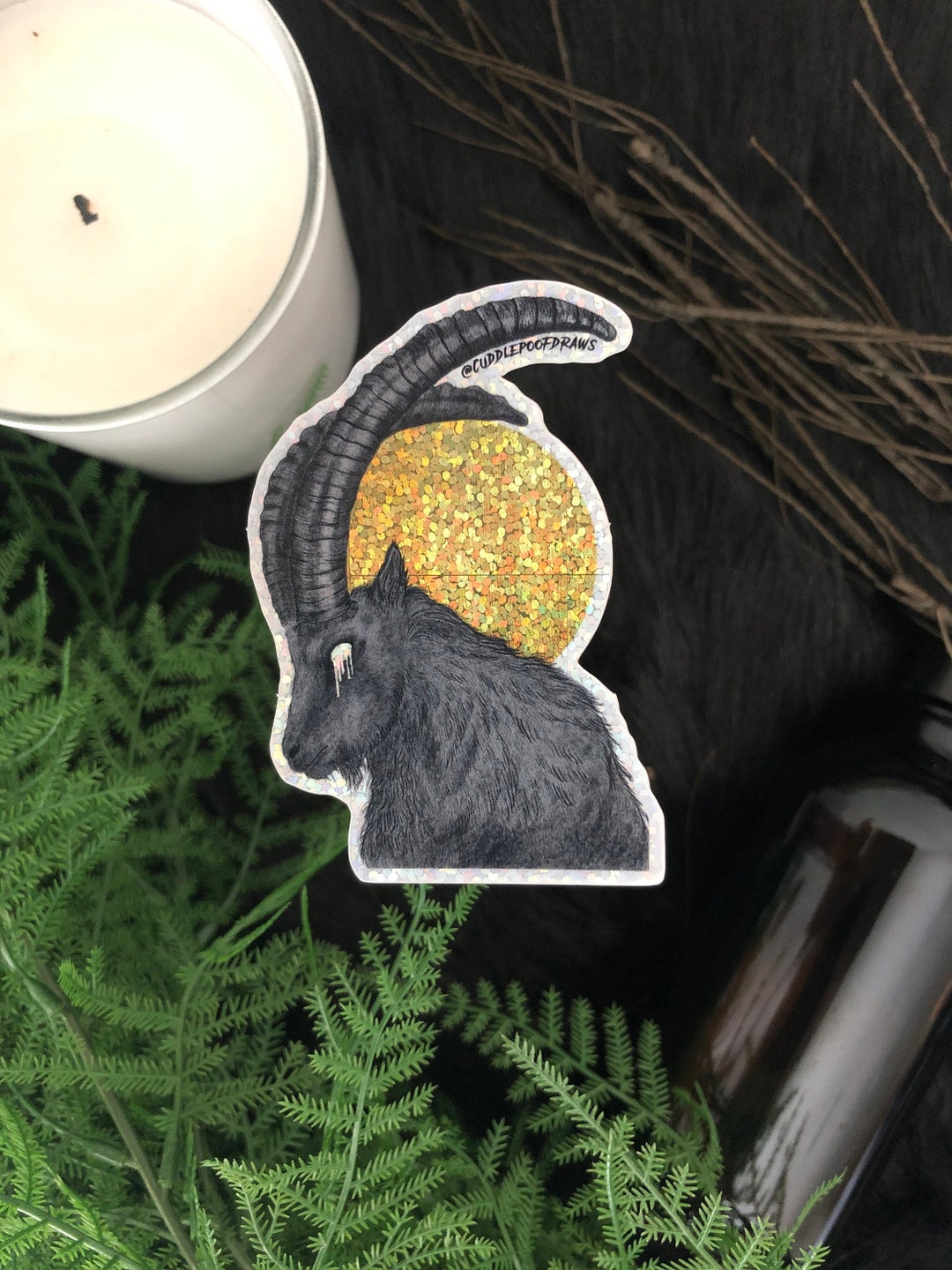 Ibex Moon Skull Glitter Sticker Goat Skull Animal Skull - Etsy