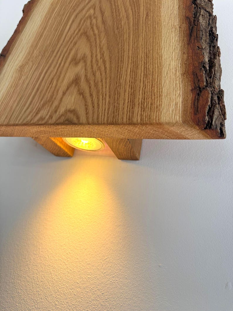 Rustic Oak LED Wall Lamp, Wooden Wall Light, Smart Home - Etsy