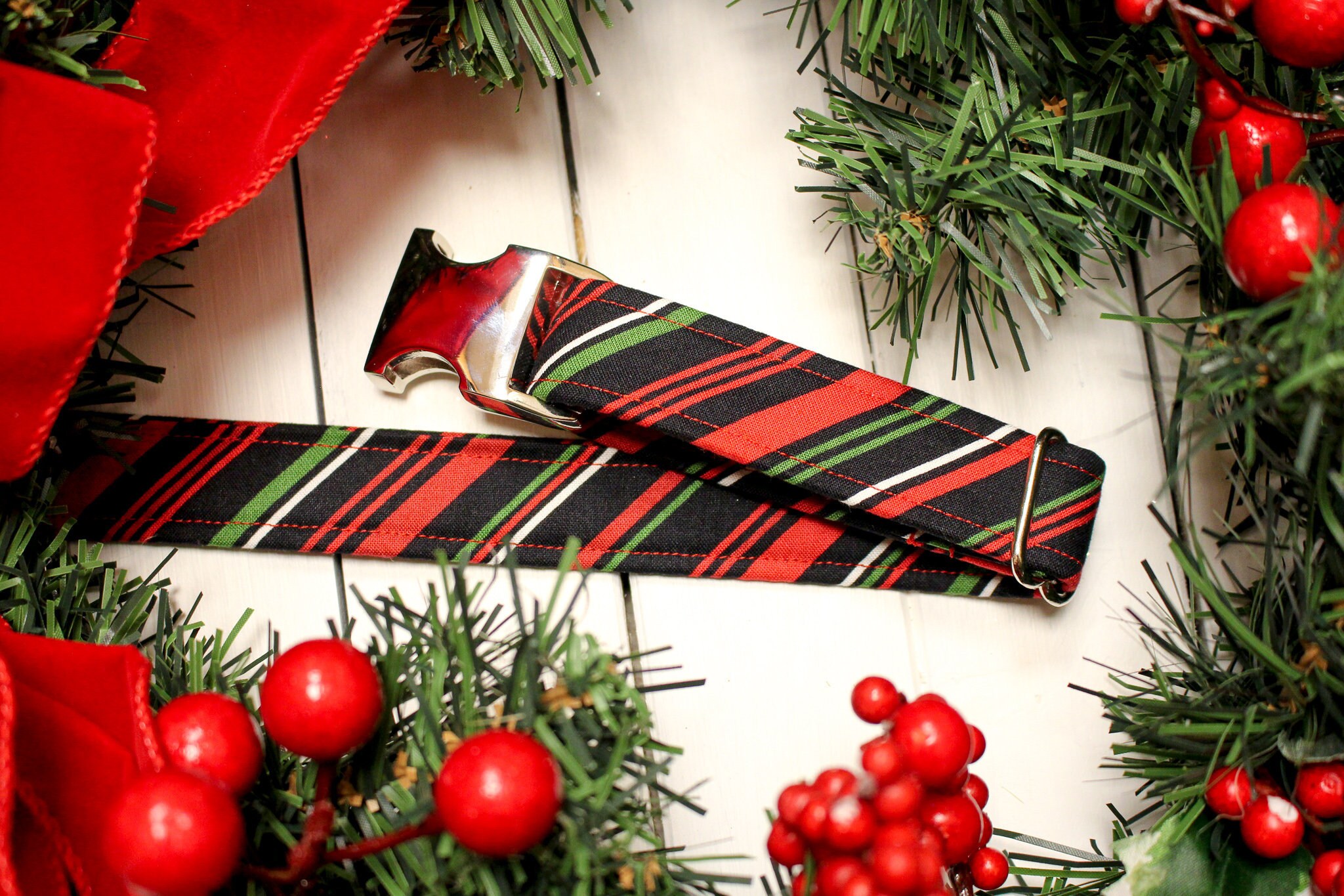 Xmas collar Stripe dog collar Christmas dog collar Holiday | Etsy