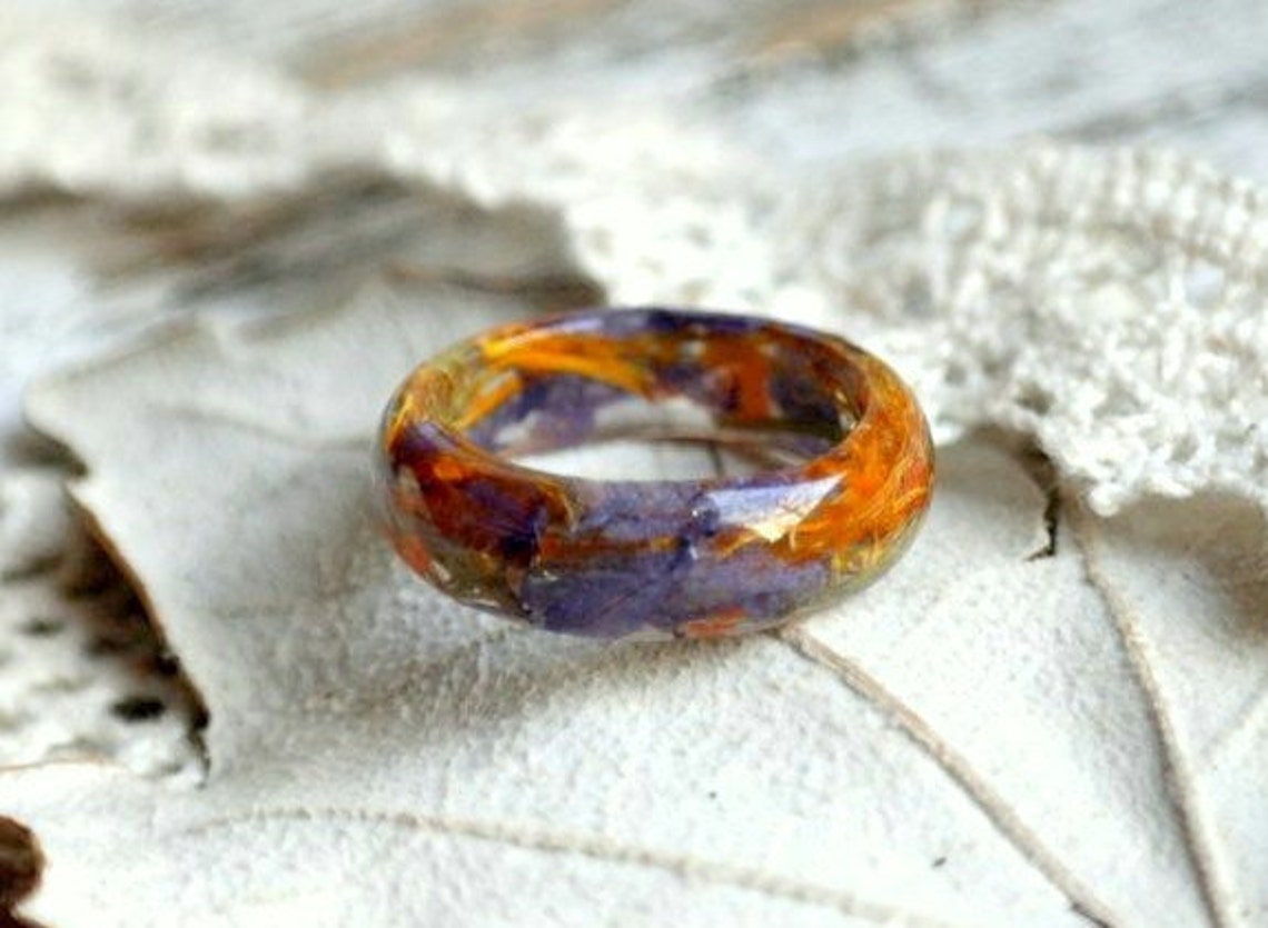 Eco Resin Ring Plant Resin Ring Flower Petals Nature Inspired - Etsy
