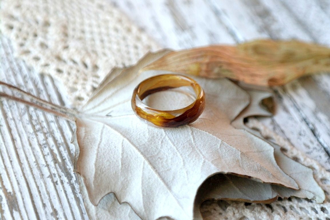 Resin Ring Plant Resin Ring Flower Petals Nature Inspired | Etsy