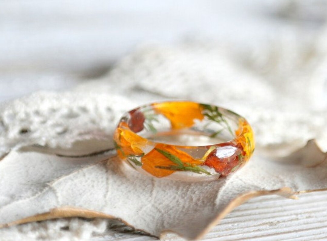 Eco Resin Ring Plant Resin Ring Flower Petals Nature Inspired ...