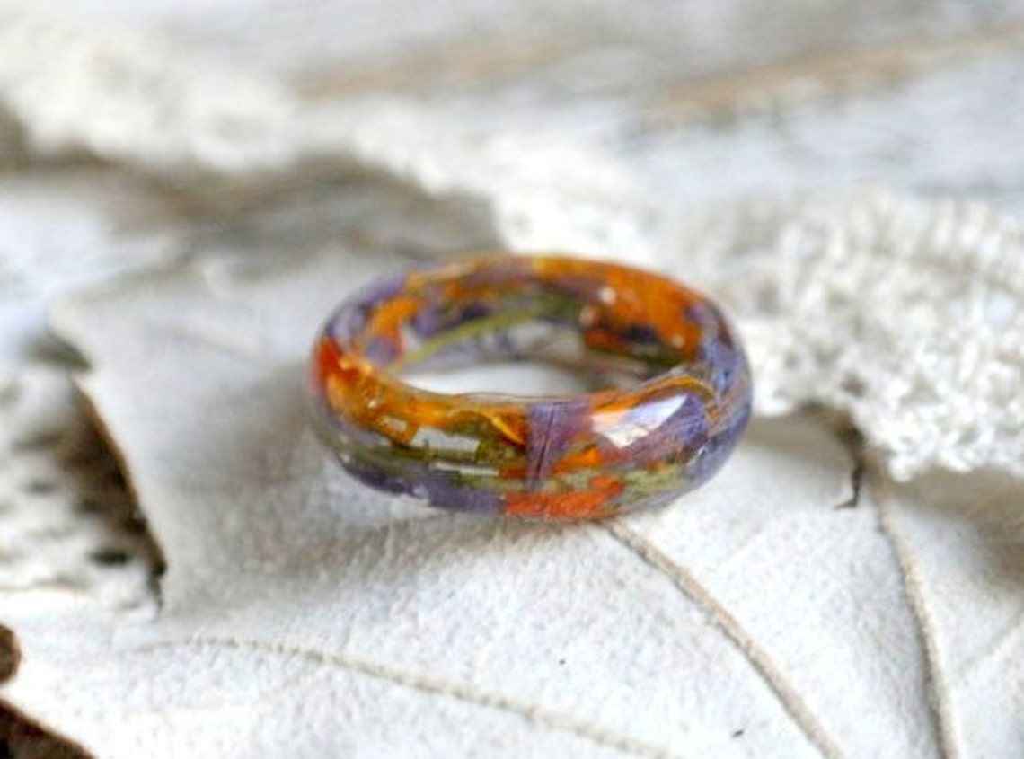 Eco Resin Ring Plant Resin Ring Flower Petals Nature Inspired - Etsy