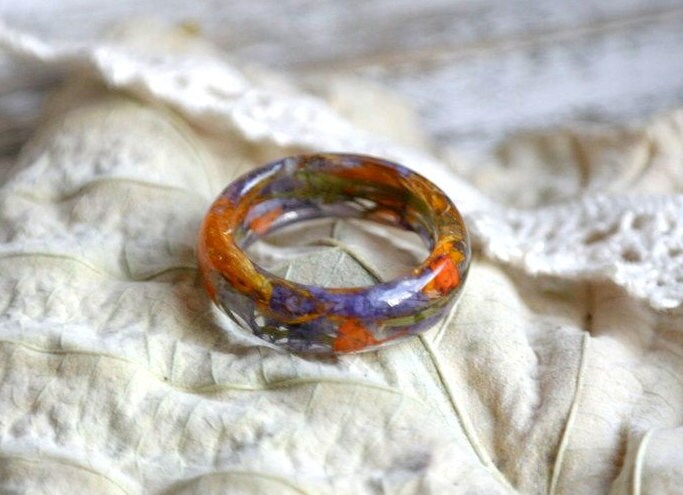 Eco Resin Ring Plant Resin Ring Flower Petals Nature Inspired - Etsy