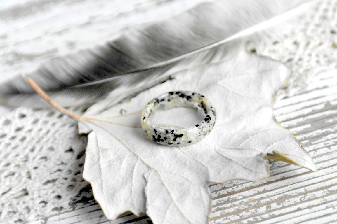 Eco resin ring REAL FLOWER RING resin rings White flower resin | Etsy