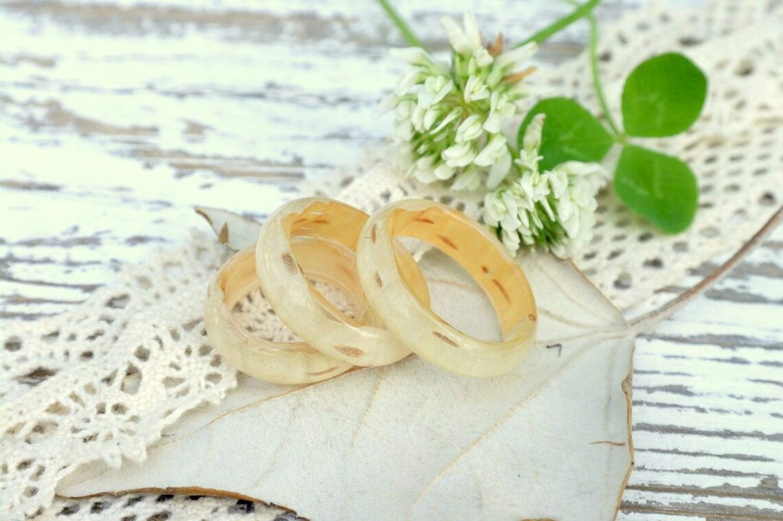 REAL Birch Bark RING Eco Resin Ring Nature Lover Gift Nature - Etsy