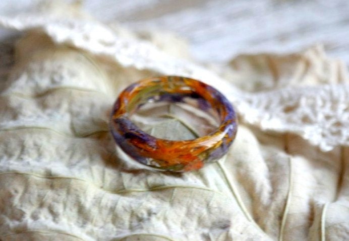 Eco Resin Ring Plant Resin Ring Flower Petals Nature Inspired - Etsy