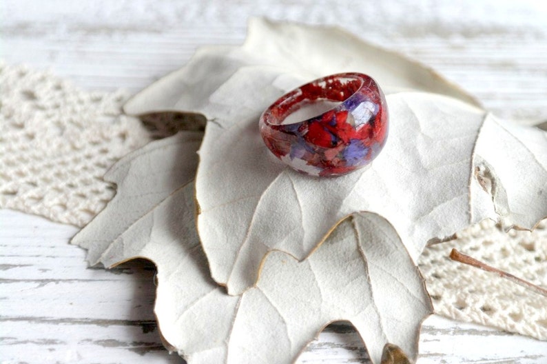 Eco Resin Ring-real WILD FLOWER Ring-resin Jewelry-nature | Etsy