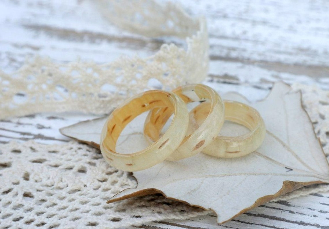 REAL Birch Bark RING Eco Resin Ring Nature Lover Gift Nature - Etsy
