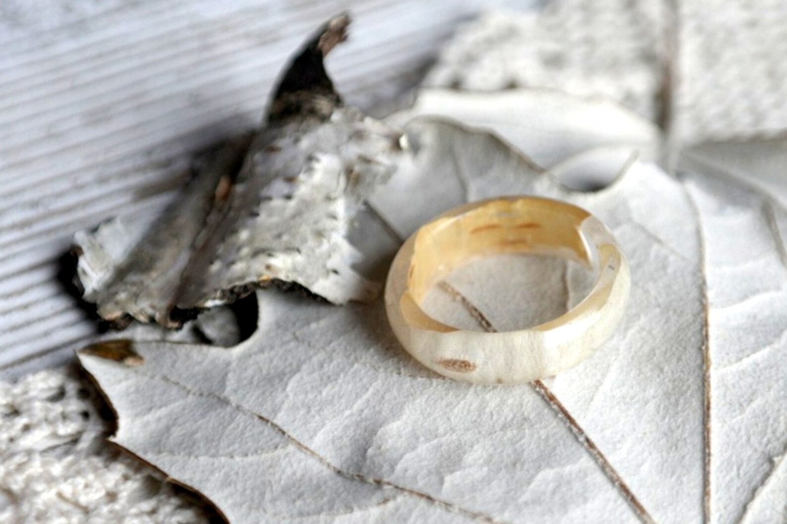 REAL Birch Bark RING Eco Resin Ring Nature Lover Gift Nature - Etsy