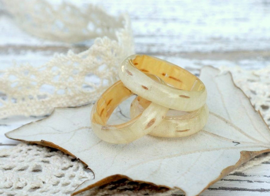 REAL Birch Bark RING Eco Resin Ring Nature Lover Gift Nature Inspired ...