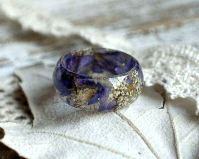 Real Flower Resin Ring, Nature Inspired Terrarium Jewelry, Queen Anne's ...