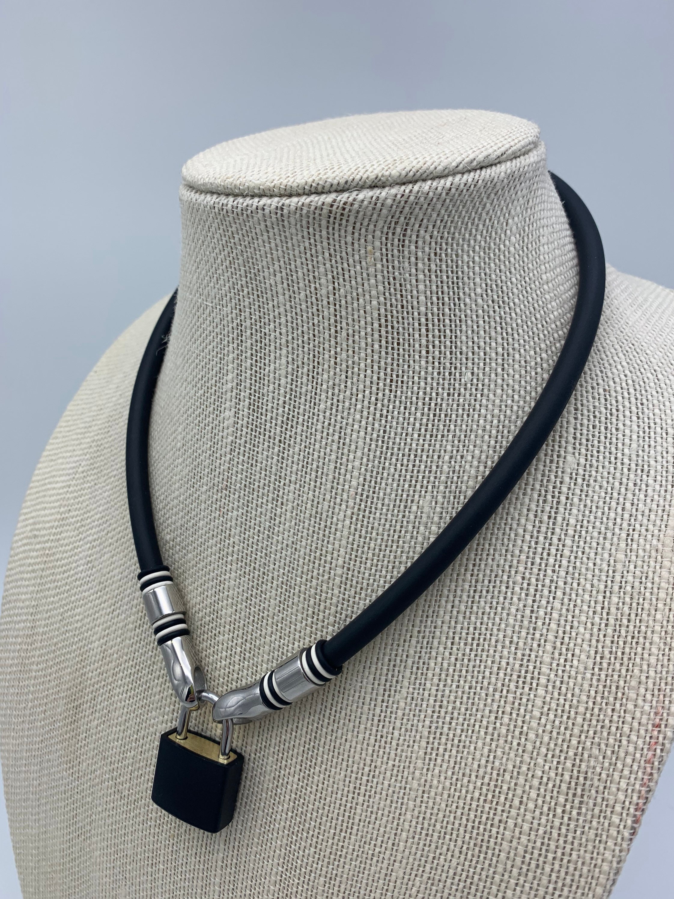 Rubber Cord Collar in Black with Smooth Bead Day Collar Soft | Etsy