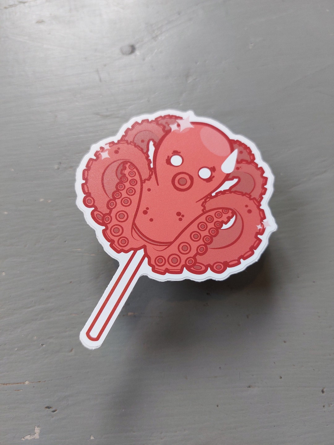Octopus Snack on a Stick (tako Tamago) Sticker, Durable Decal, Squid ...