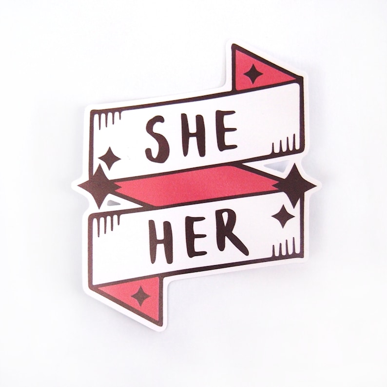 She / Her / Female / Feminine Gender Pronoun Vinyl Sticker - Etsy UK