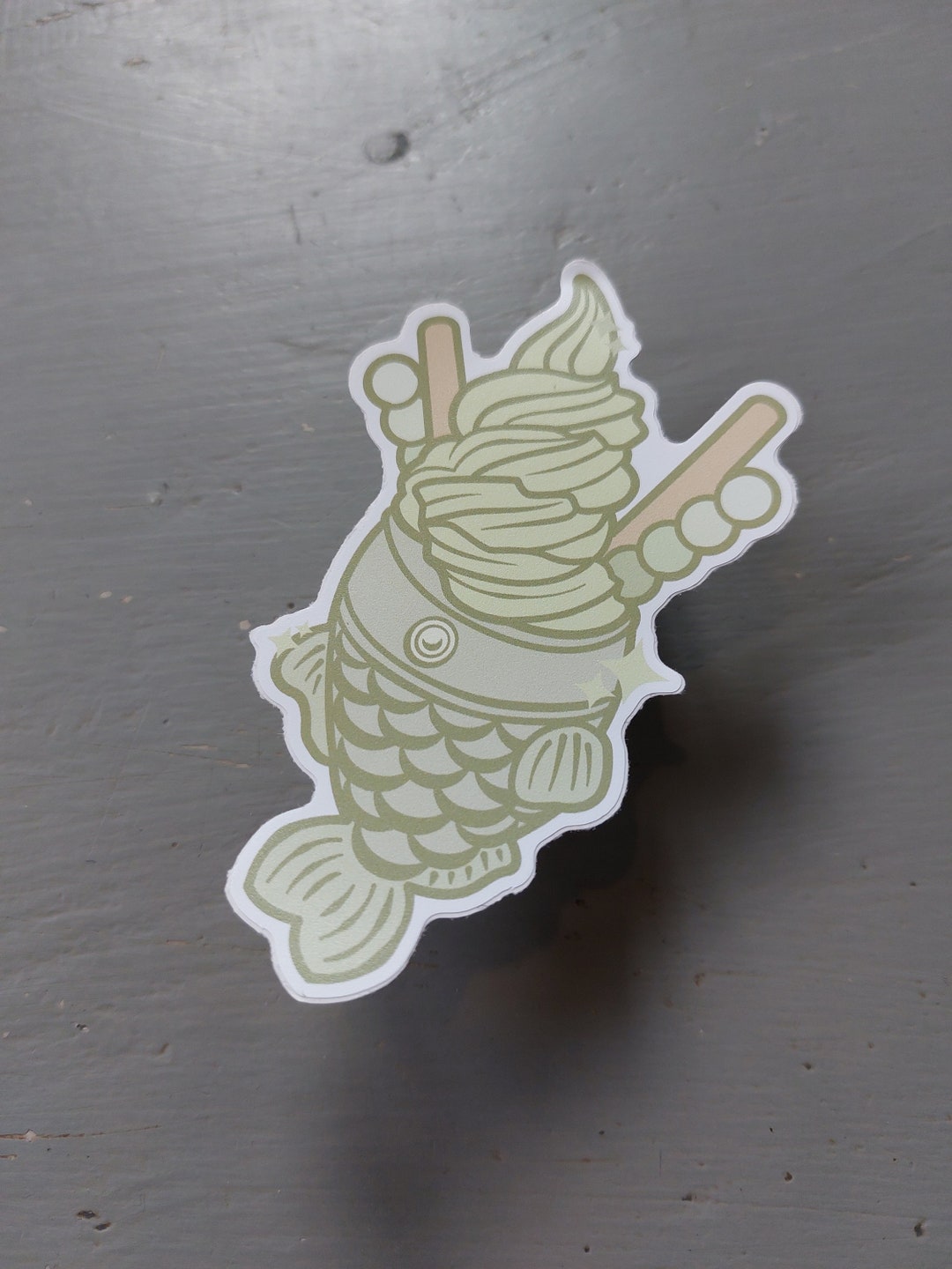 Taiyaki Ice Cream matcha Sticker, Durable Decal, Green Tea, Japanese ...