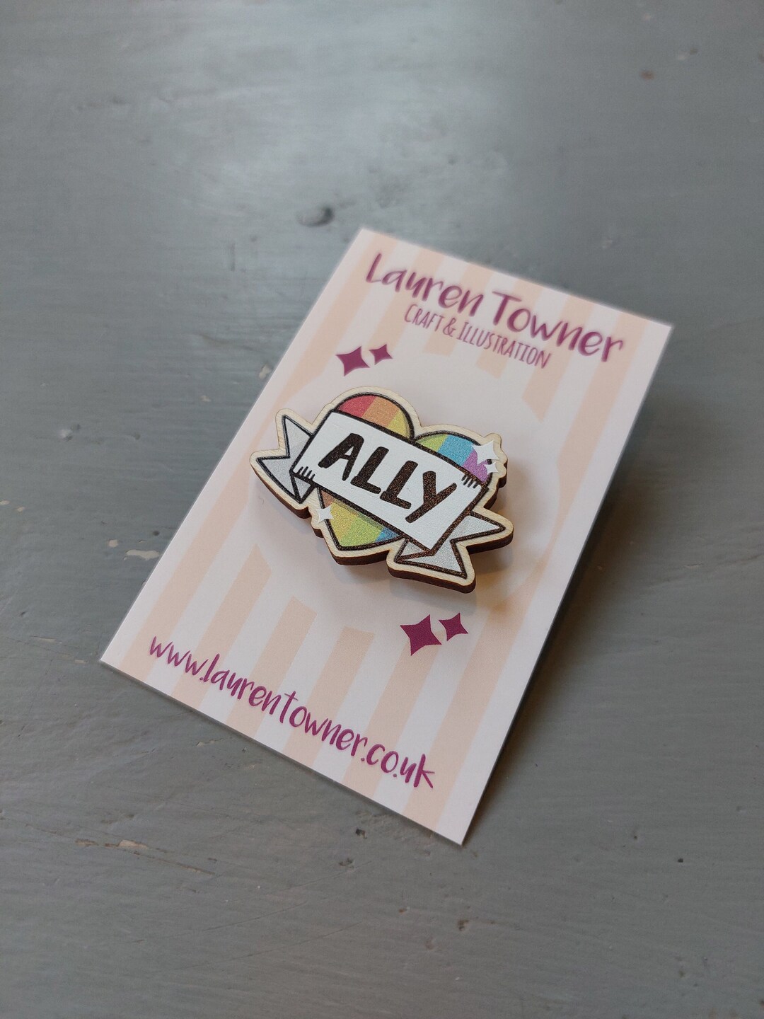 LGBTQ+ Rainbow (ally) Pride Flag Wooden Pin, Durable, Community ...