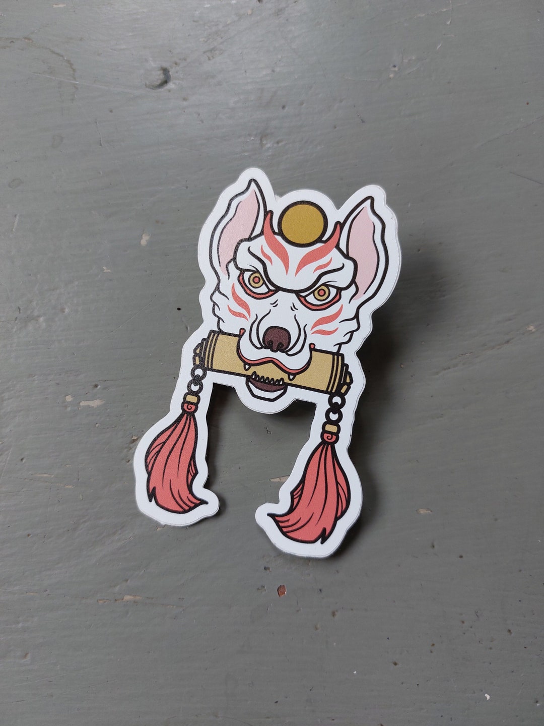 Japanese Folklore Inari Fox Sticker, Kitsune Decal, Shrine Guardian ...