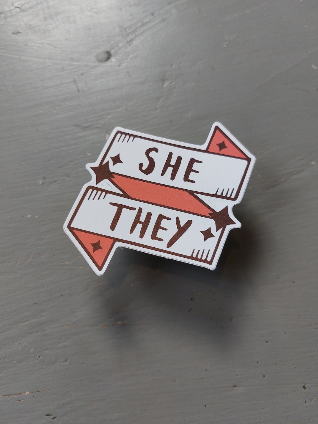 Gender Identity She / They Pronouns Sticker, Durable Decal, Affirming ...