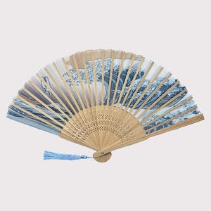 Japanese Design Fan, Hokusai Wave, Suehiro - Etsy