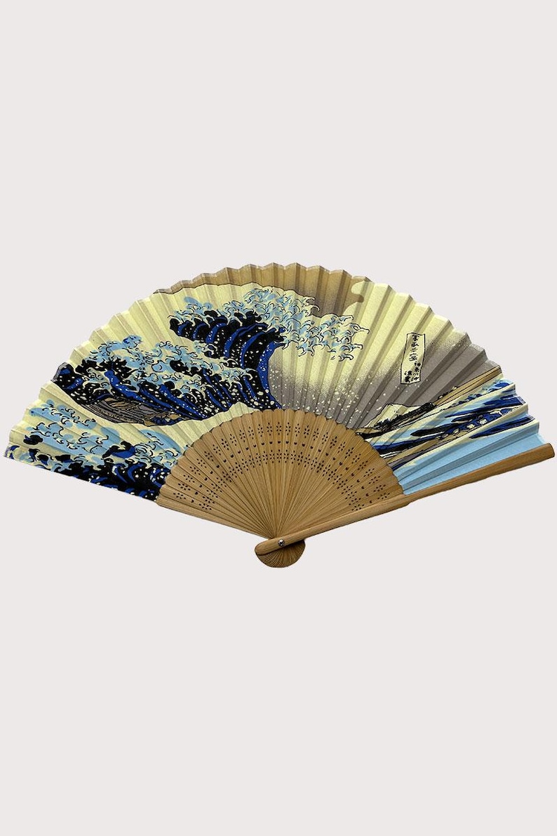 Japanese Design Fan, Hokusai Wave, Suehiro - Etsy