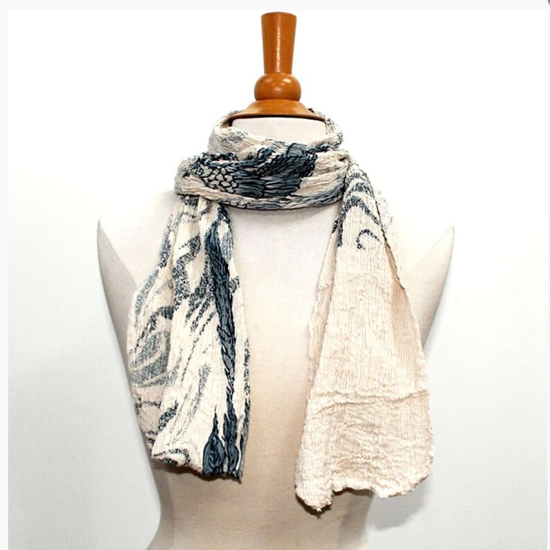 Japanese Crumpled Cotton Scarf With Japanese Pattern of Carp - Etsy