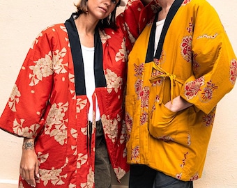 Hanten Padded Kimono Japanese Traditional Cardigan Happi Jacket Haori ...