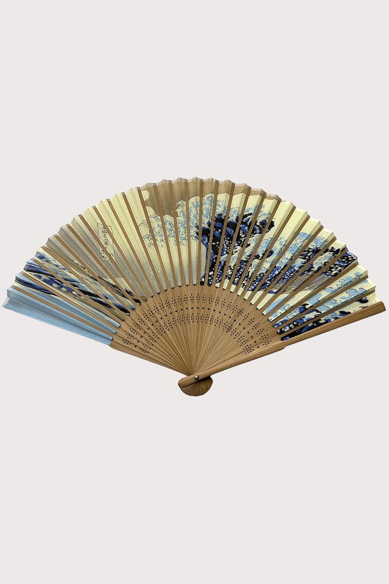 Japanese Design Fan, Hokusai Wave, Suehiro - Etsy